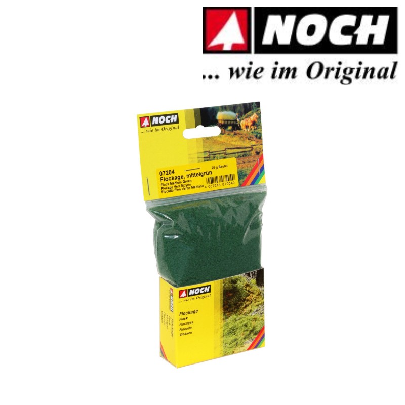Noch 07204 Mid Green Flock (20g) - dcctrainautomation.co.uk