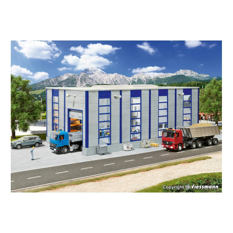 Kibri 39254 H0 Truck Repair Hall, Modern - Kit - dcctrainautomation.co.uk