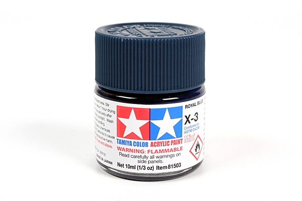 Tamiya MINI X-3 ROYAL BLUE Acrylic Paint 10ml - dcctrainautomation.co.uk
