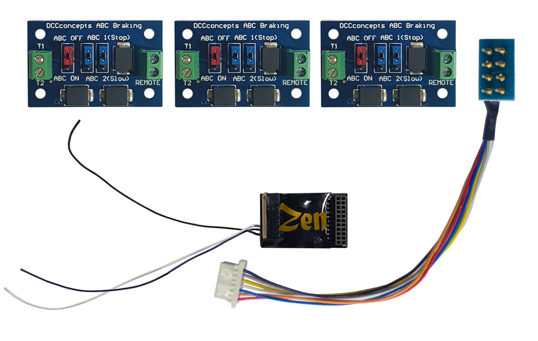 DCC Concepts Zen Black 21 & 8-pin 6 function decoder and 3 ABC modules ...
