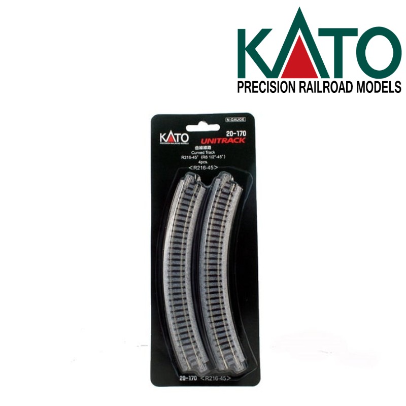 Kato 20-170 Unitrack (R216-45) Curved Track 45 Degree 4pcs - dcctrainautomation.co.uk