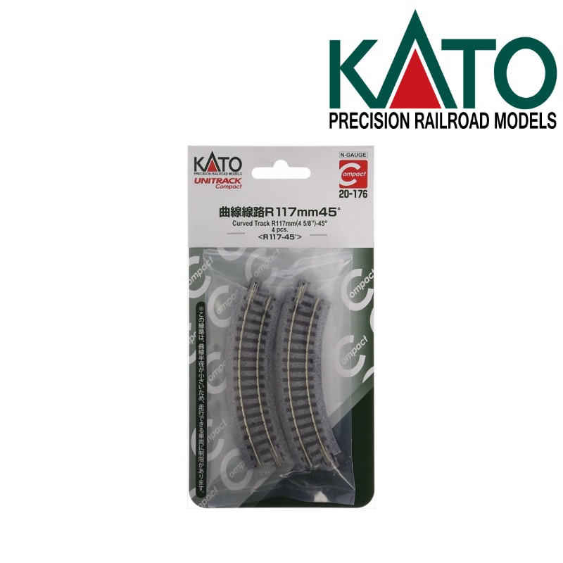 Kato 20-176 Unitrack Compact (R117-45) Curved Track 45 Degree 4pcs ...