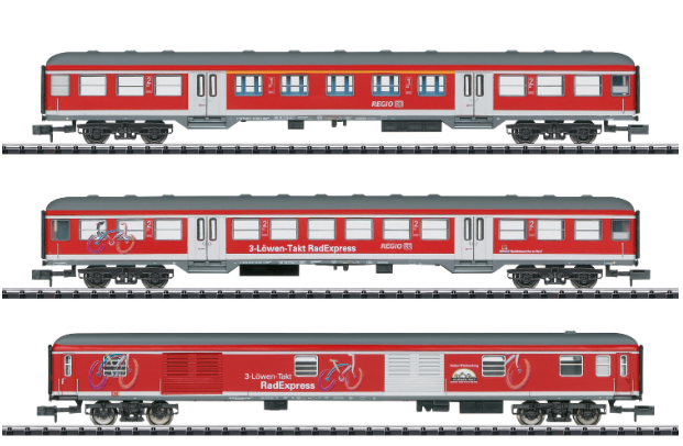 Minitrix 15884 DBAG BICYCLE EXPRESS COACH SET (3) VI ...