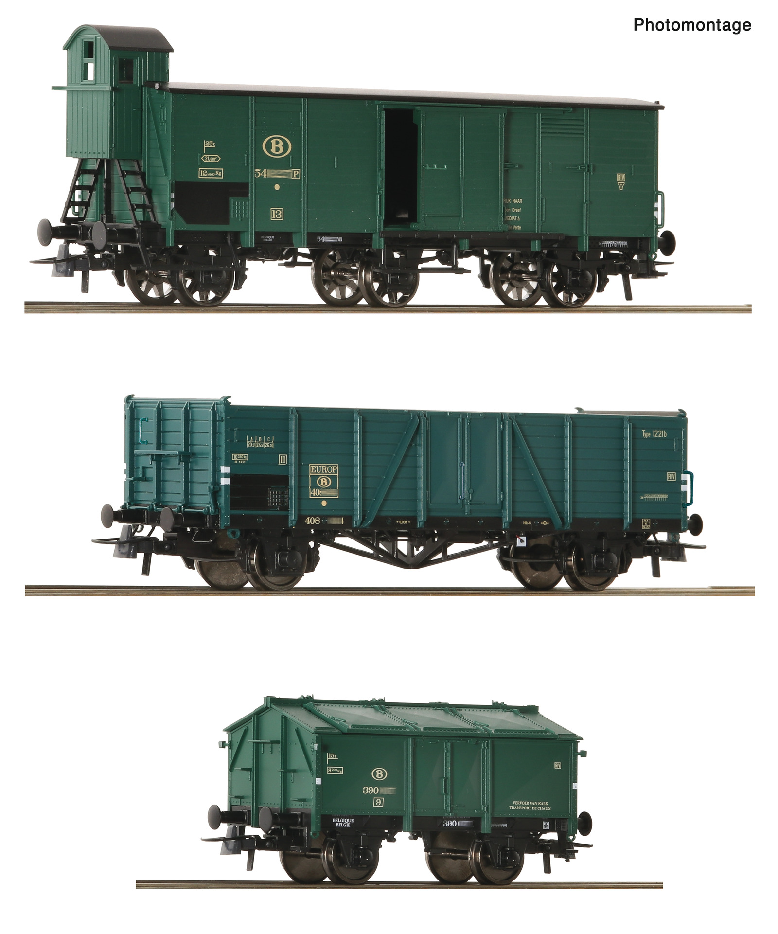 ROCO 6600079 SNCB Covered Wagon Set (3) III - dcctrainautomation.co.uk