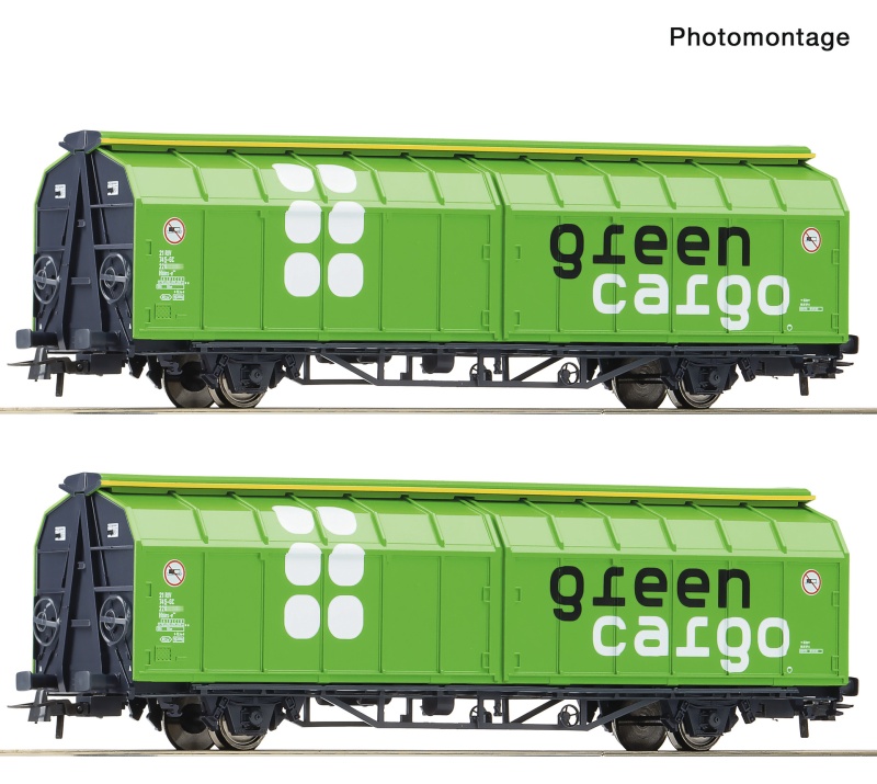 ROCO 6600114 Green Cargo Hbillns-v Sliding Wall Wagon Set (2) VI ...