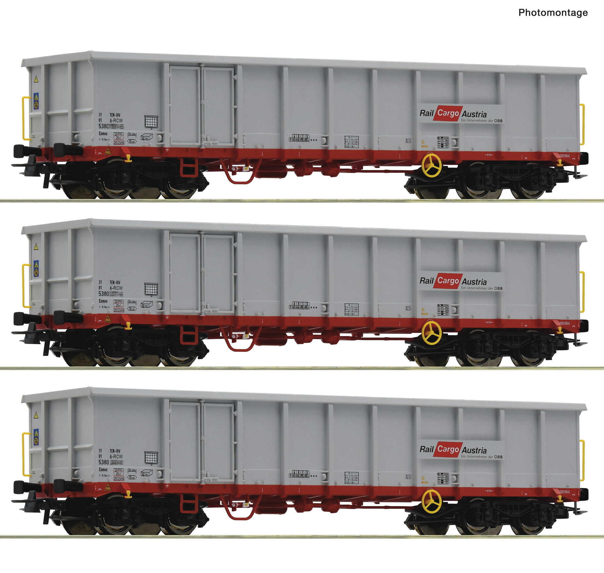 ROCO 6600121 Rail Cargo Austria Eanos Gondola Set (3) VI ...
