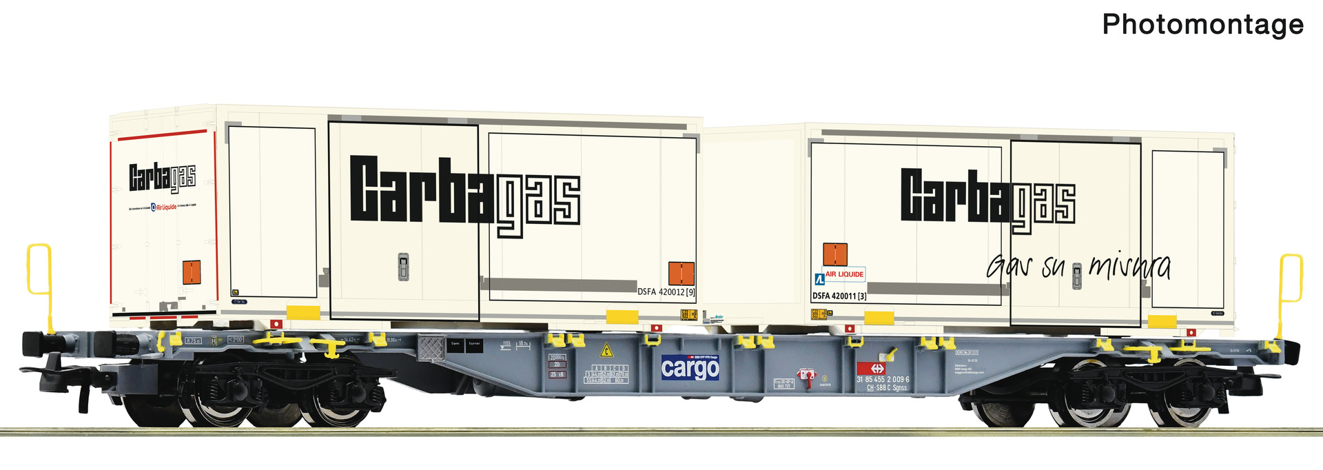 ROCO 6600122 SBB Cargo Sgnss Flat Wagon w/Carbagas Container Load VI ...