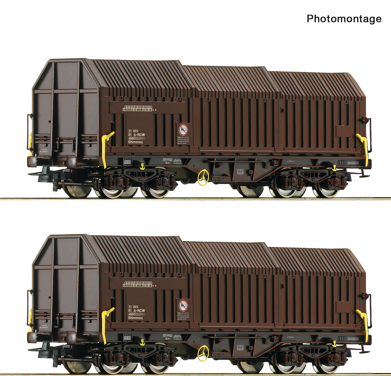 ROCO 6600132 Rail Cargo Austria Shimmns Telescopic Hood Wagon Set(2) VI - dcctrainautomation.co.uk