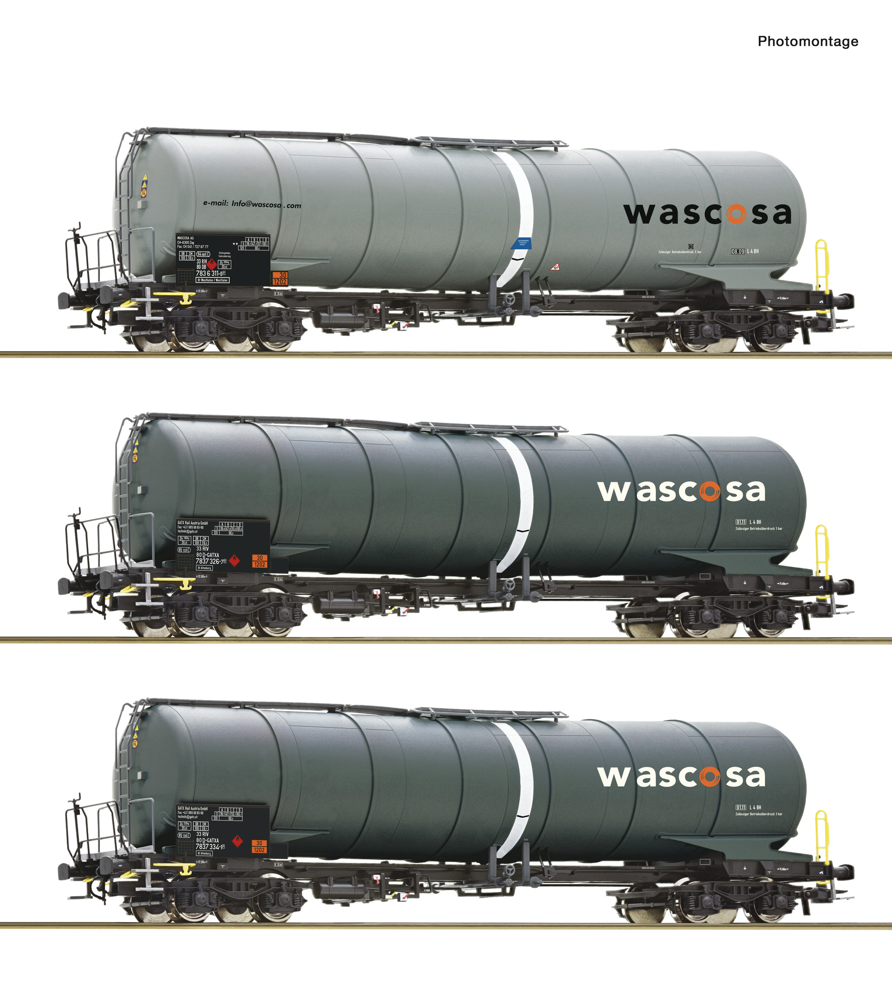 ROCO 6600143 Wascosa Zacns Bogie Tank Wagon Set (3) V ...