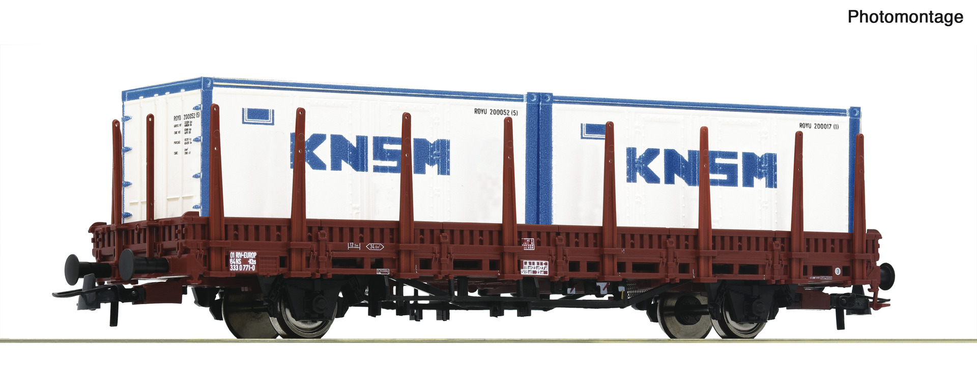 ROCO 6600152 NS Kbs Stake Wagon w/KNSM Container Load IV - dcctrainautomation.co.uk