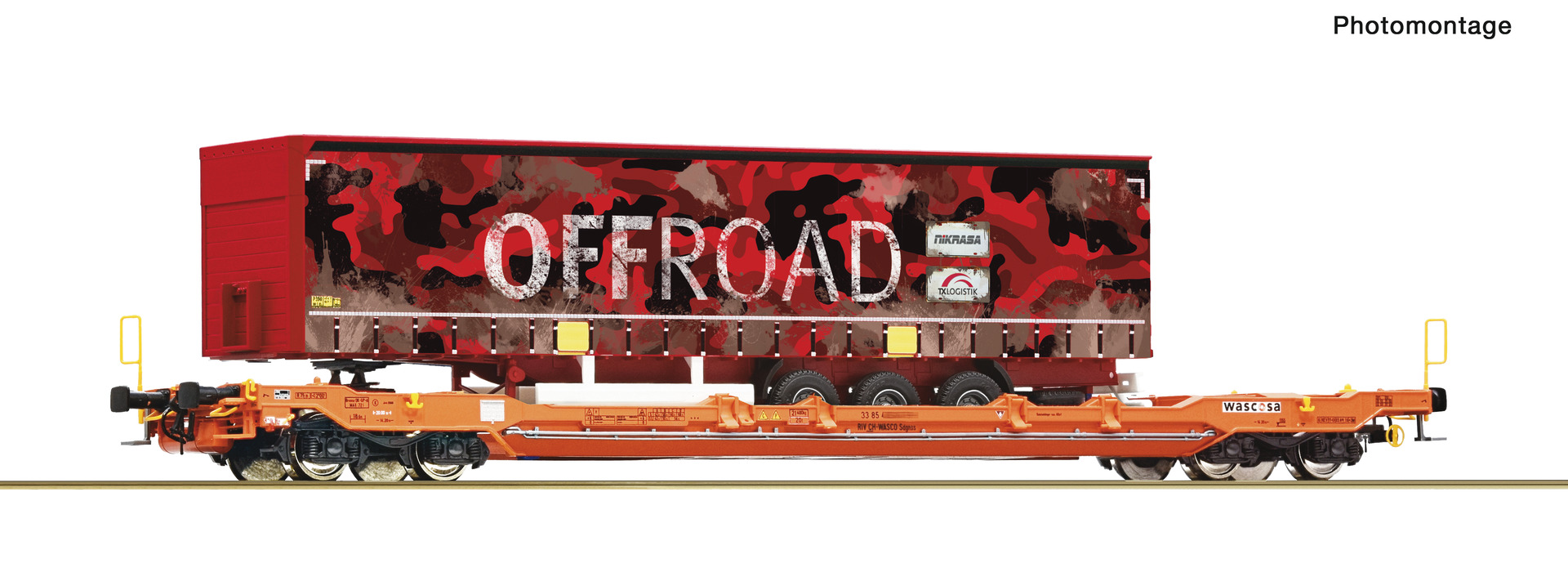 ROCO 6600179 Wascosa T5 Pocket Wagon w/Off Road Trailer Load VI ...