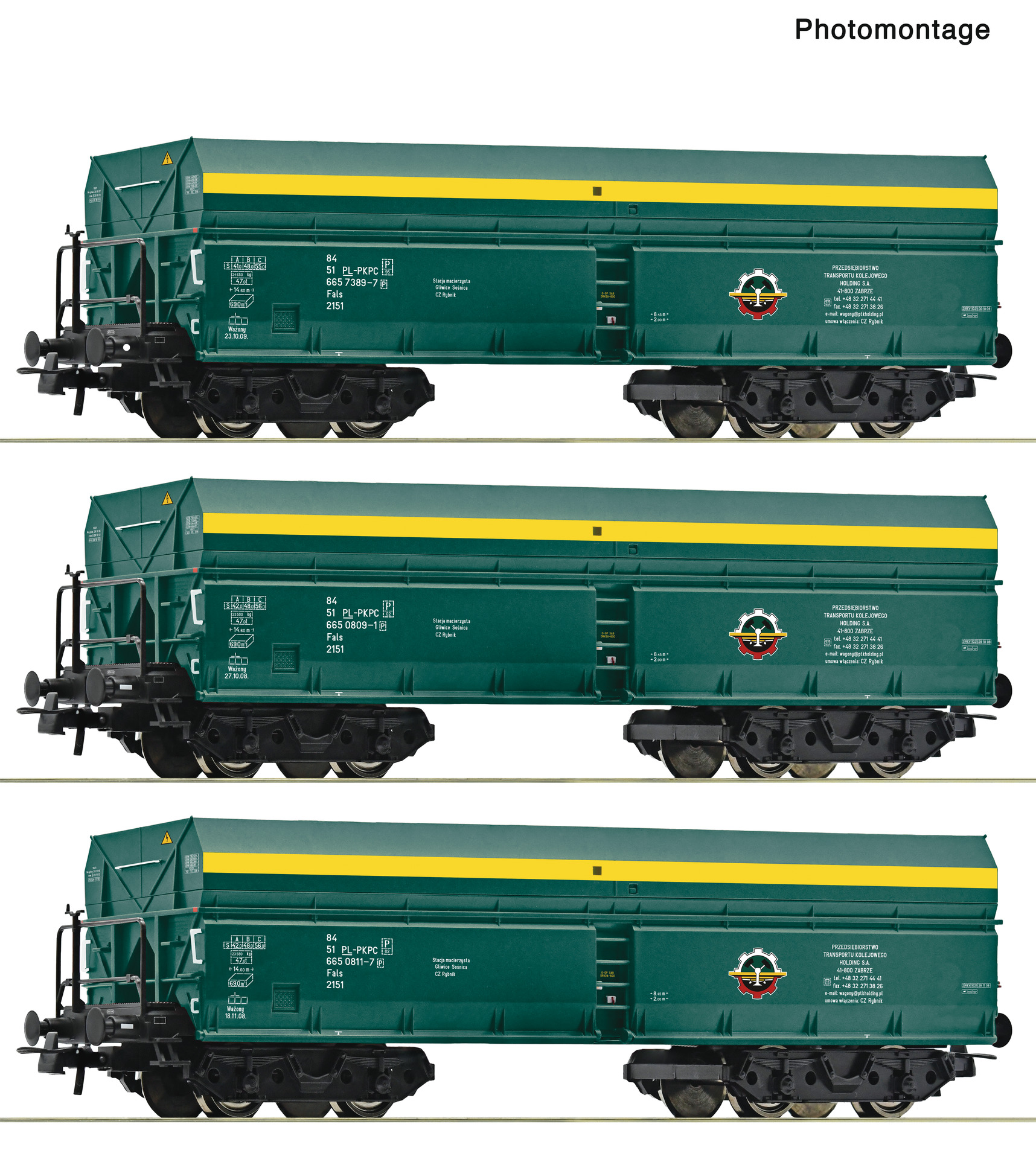 ROCO 6600195 PTKiGK Self Unloading Hopper Wagon Set (3) V ...