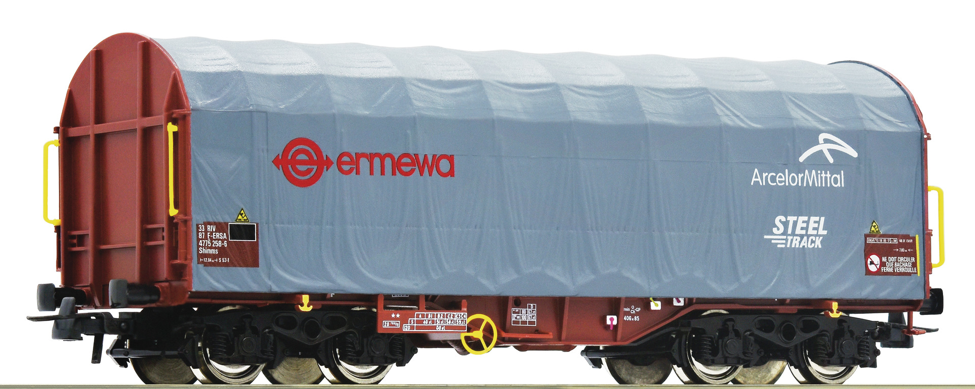 Roco 76447 - Slide Tarpaulin Wagon, ERMEWA - dcctrainautomation.co.uk