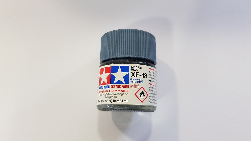 Tamiya MINI XF-18 MEDIUM BLUE Acrylic Paint 10ml - dcctrainautomation.co.uk