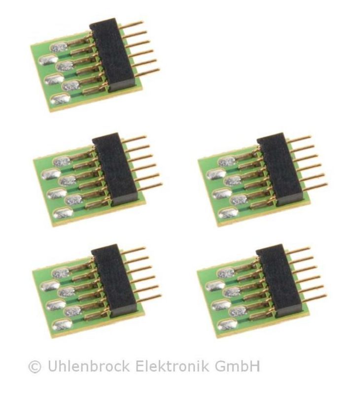 Uhlenbrock 5-piece 6-pin connector NEM 651 - dcctrainautomation.co.uk