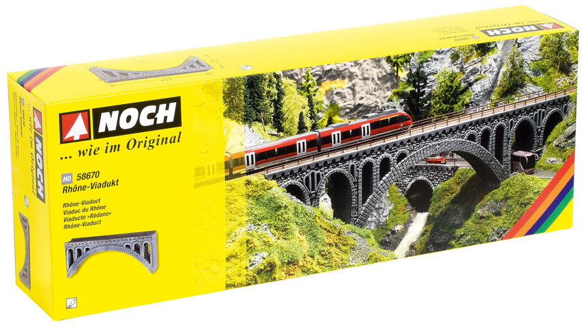 NOCH 58670 - Rhone Viaduct Hard Foam 37x3.2x15cm - dcctrainautomation.co.uk