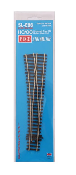 Peco Products SL-E96 Left hand medium point electrofrog - dcctrainautomation.co.uk