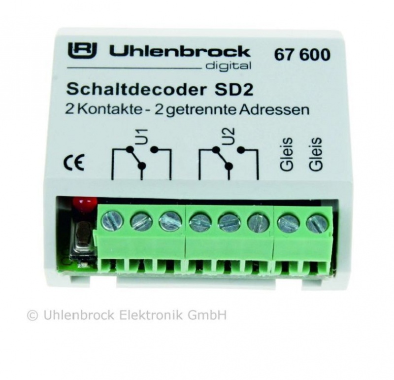 Uhlenbrock 67600 SD 2 Switching Decoder - dcctrainautomation.co.uk