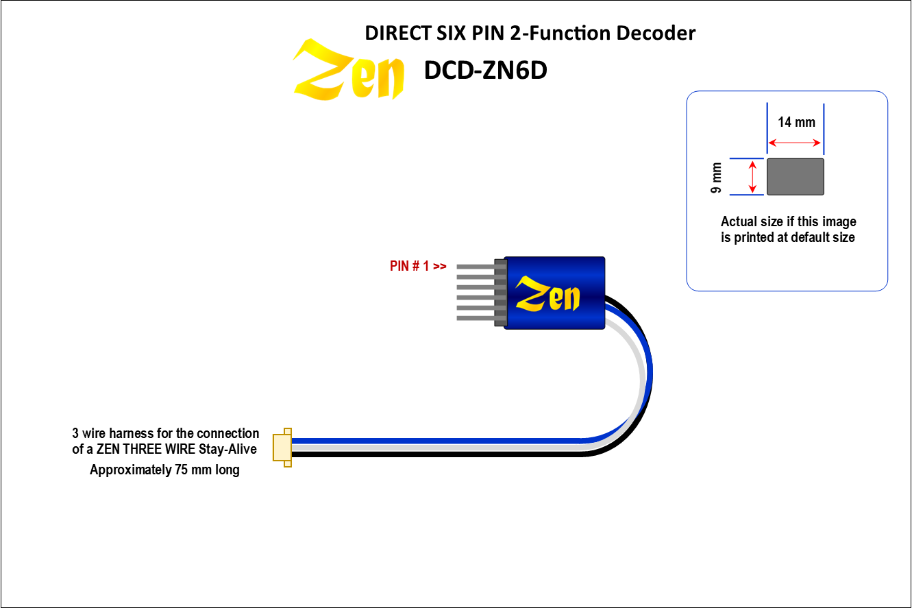 Zen ZN6D 6 Pin Direct 2 Function - dcctrainautomation.co.uk